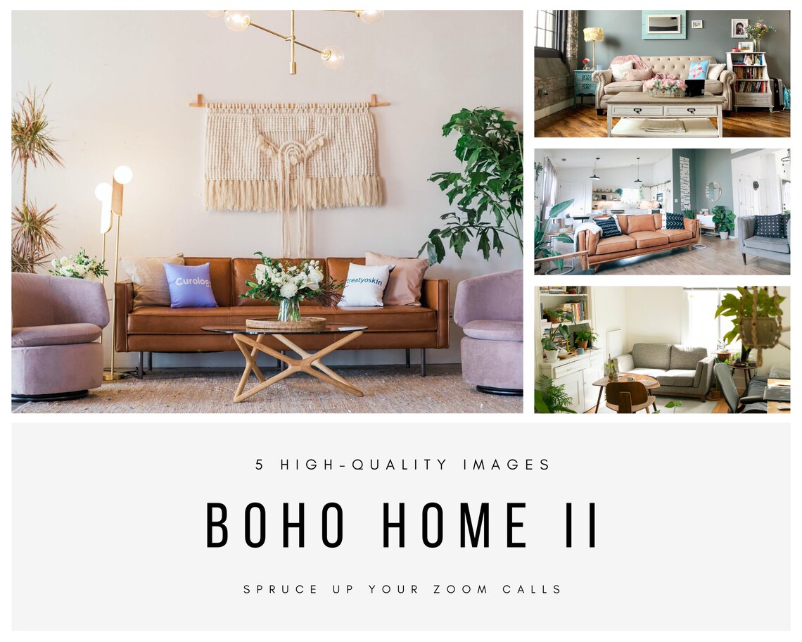 Zoom Backgrounds Boho Home Pack II 5 Backdrop Images for Online Zoom ...