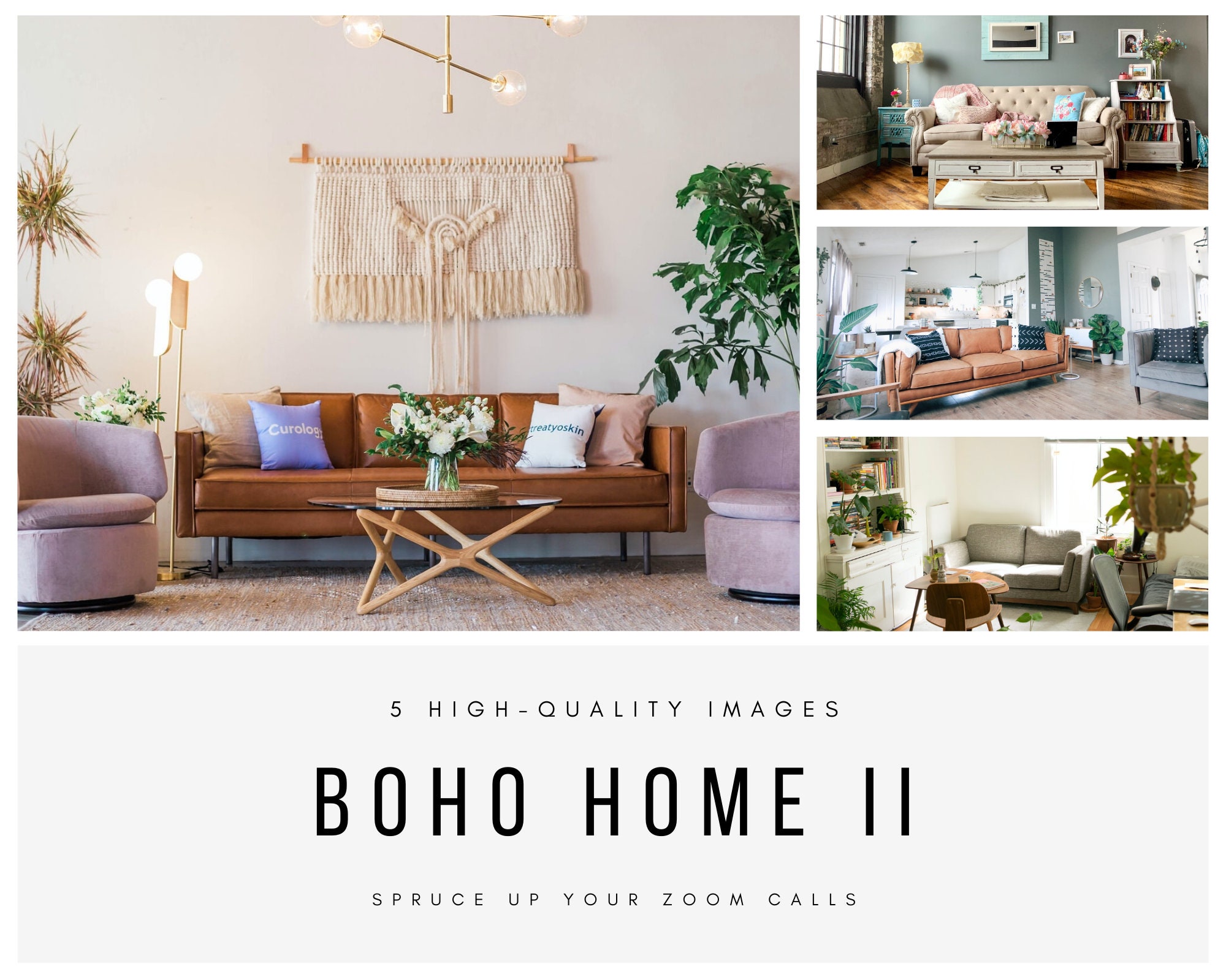 Zoom Backgrounds – Boho Home Pack II – 5 Backdrop Images for Online ...