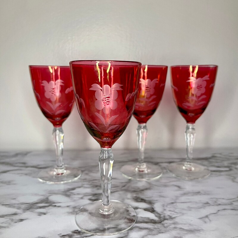 Red Depression Glass - Etsy