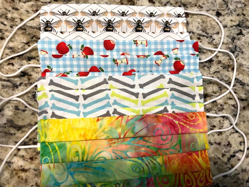 USA Hand Made 100% cotton 2 layer pleated Face Mask with | Etsy