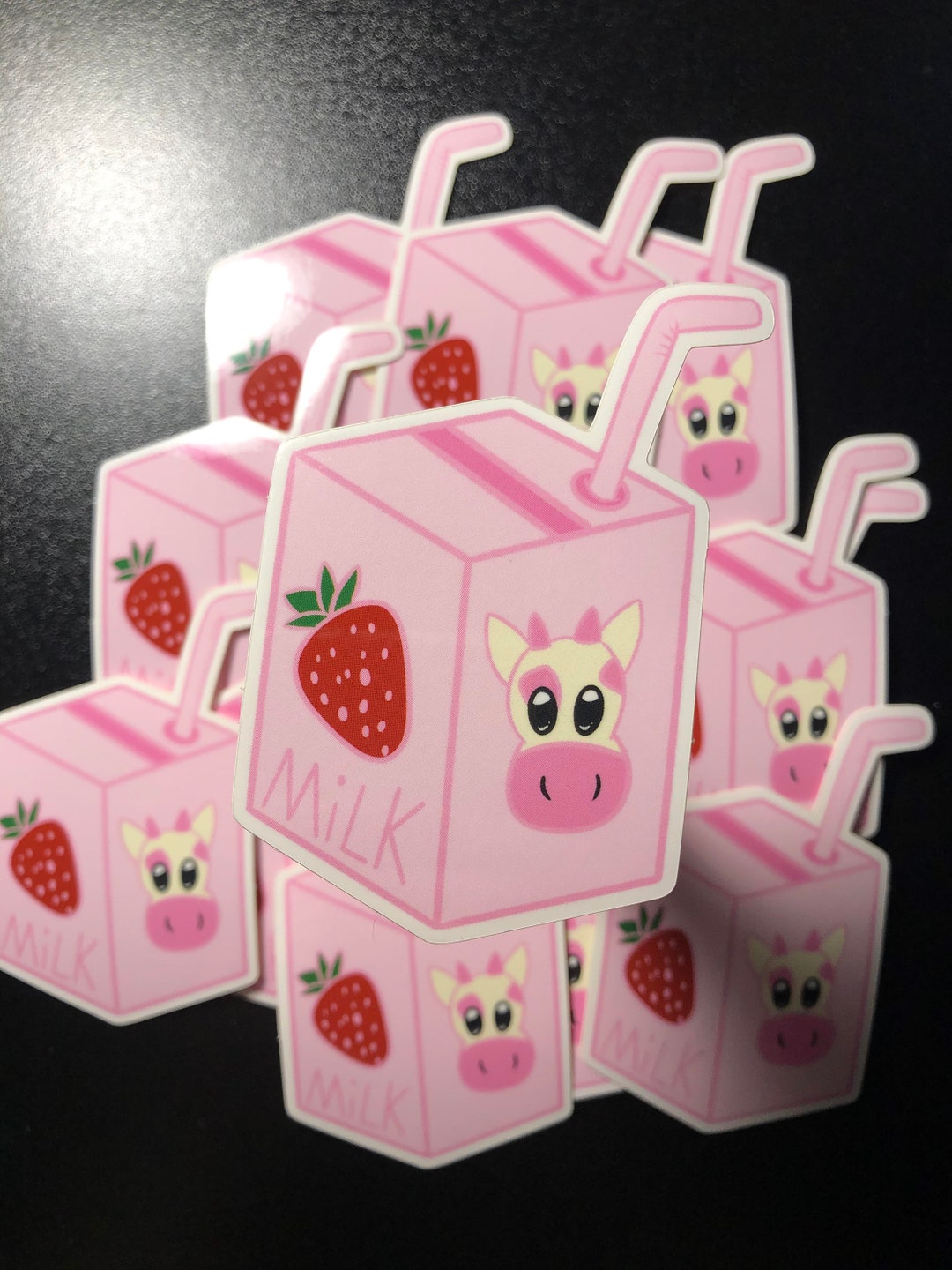 Erdbeermilch Kuh Karton Vinyl Sticker - Etsy.de