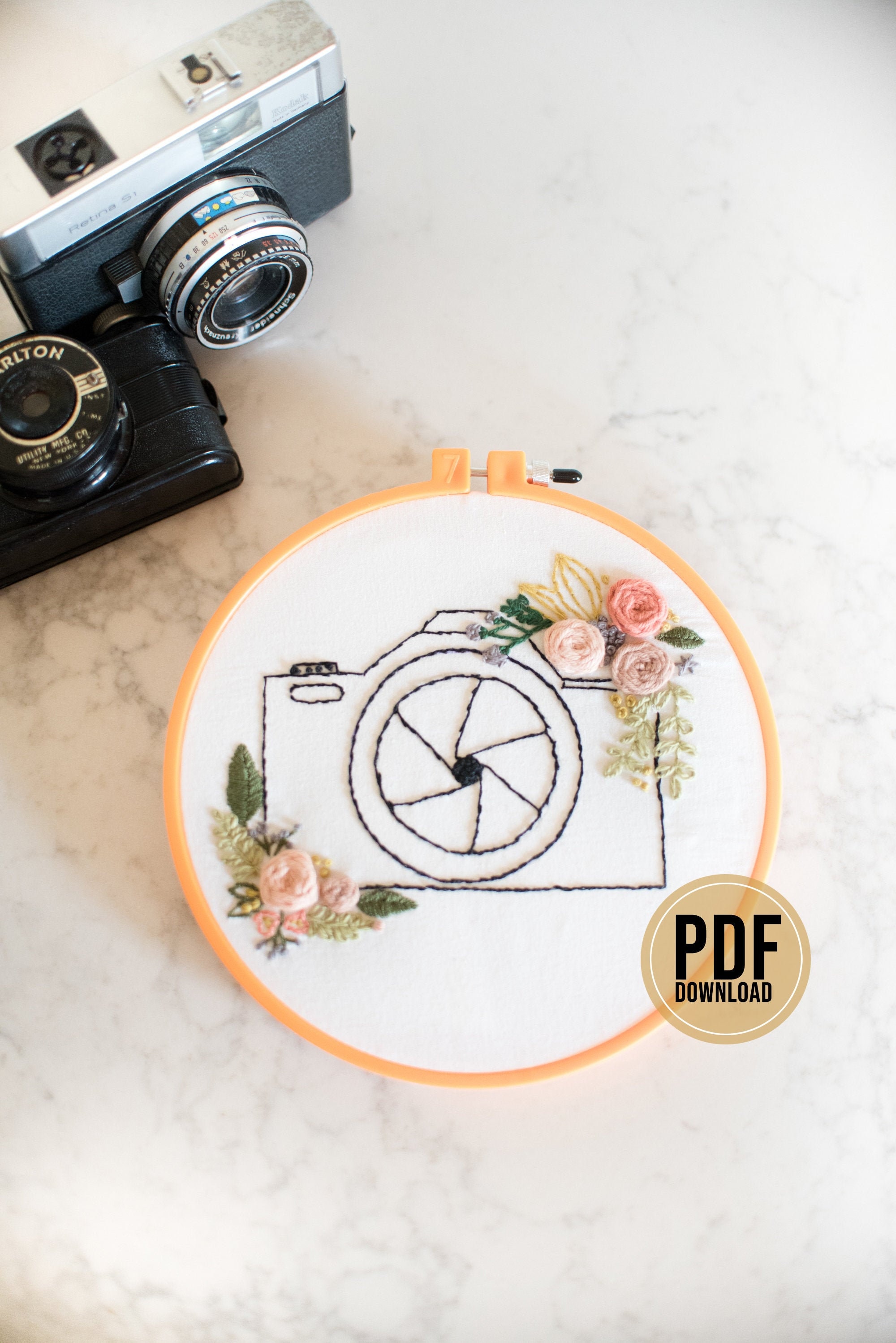 Camera Embroidery Pattern / Beginner Embroidery Pattern/ Hand ...