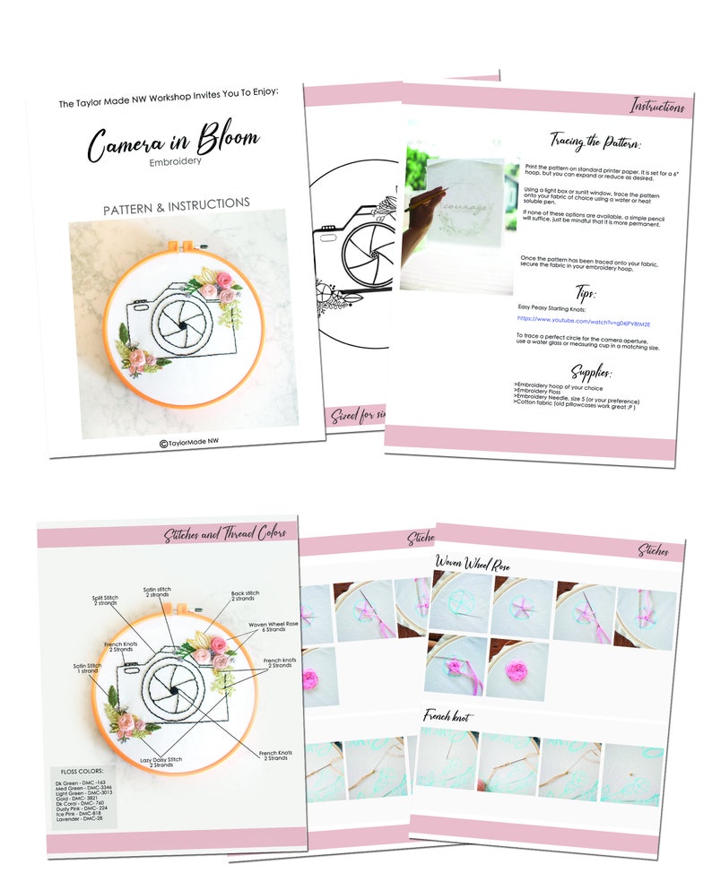 Camera Embroidery Pattern / Beginner Embroidery Pattern/ Hand ...