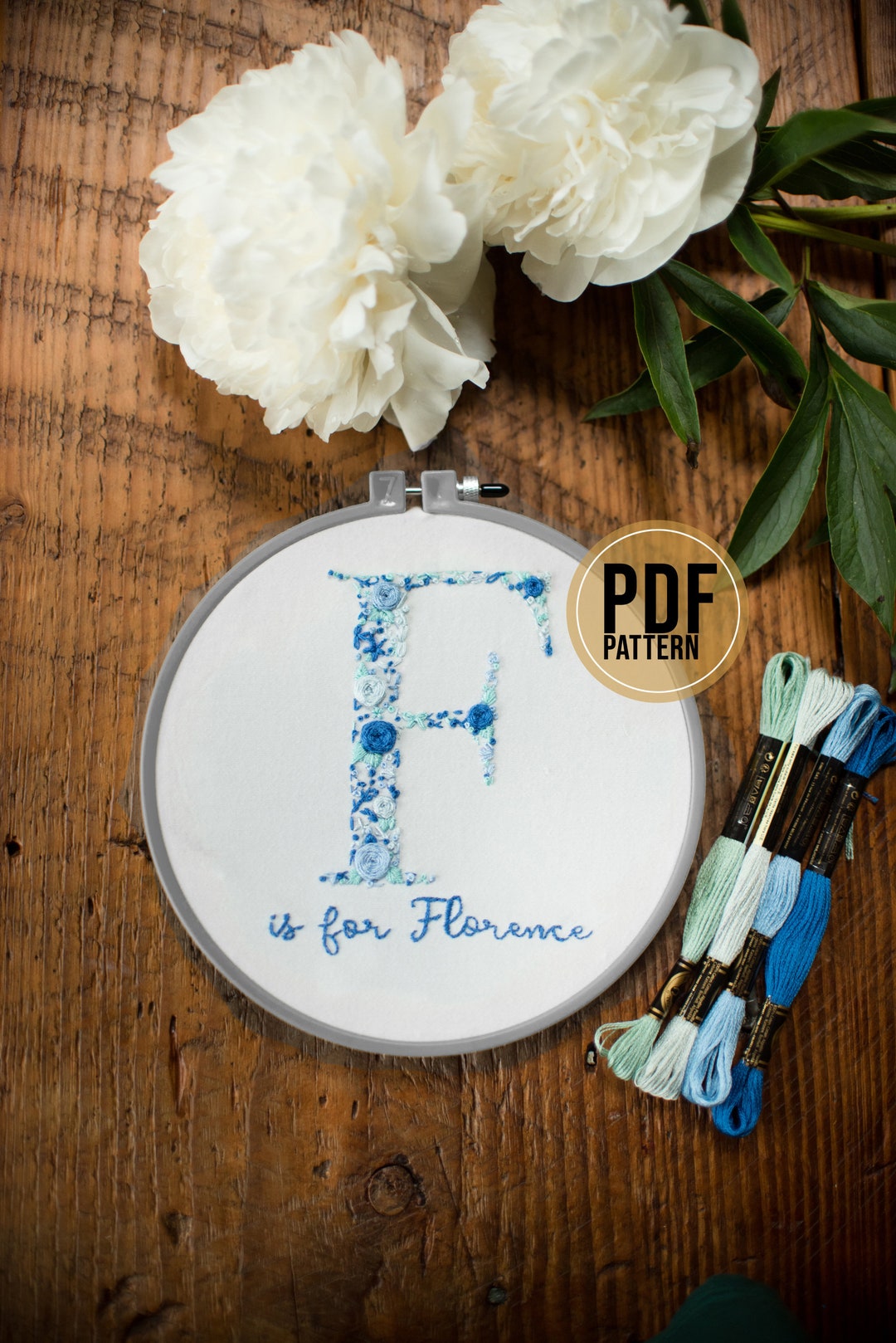 Letter Embroidery Pattern / F Initial Embroidery Pattern / Personalized ...