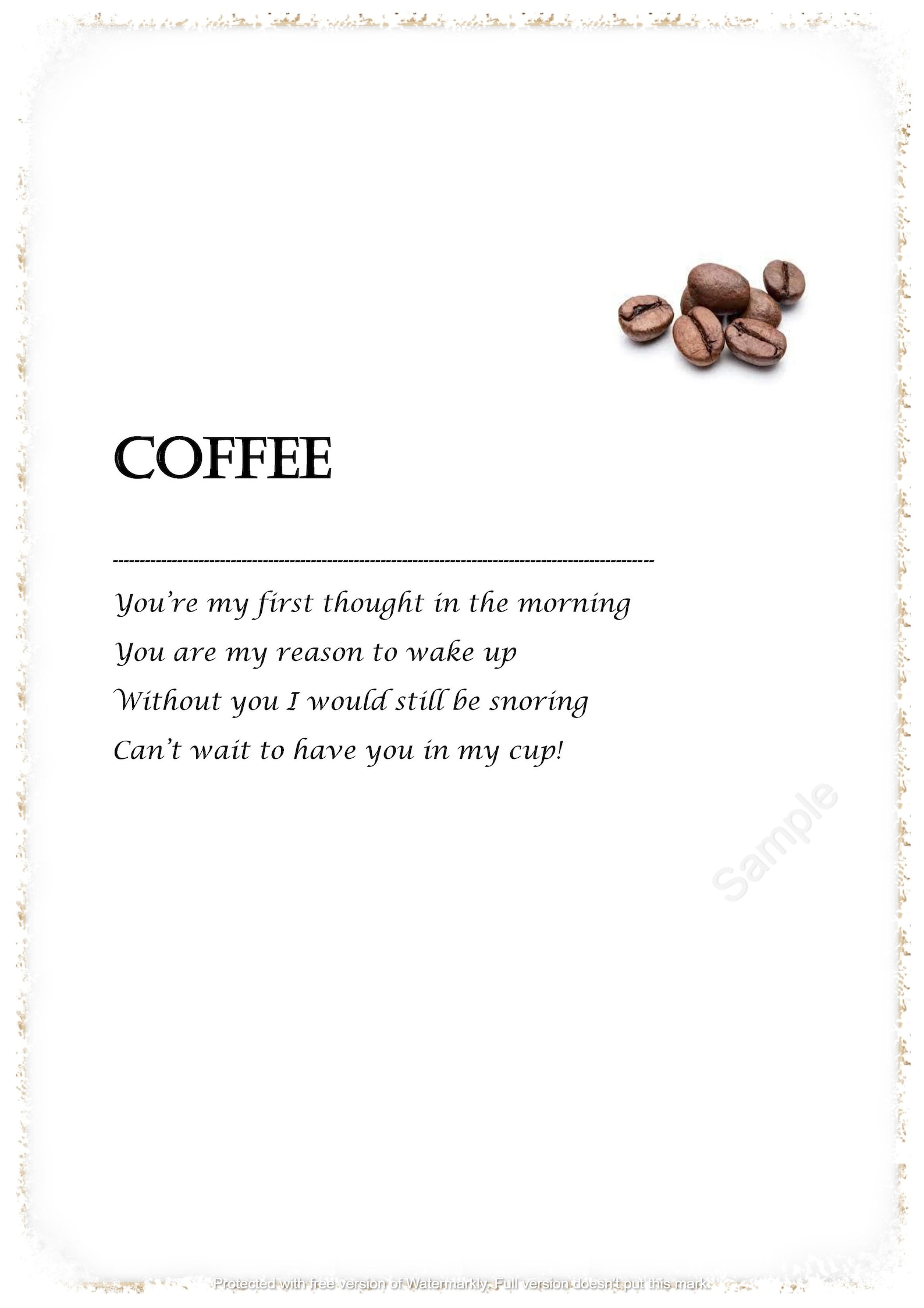 Coffee Poem Printable, Typography Art, INSTANT DOWNLOAD, Printable Wall ...