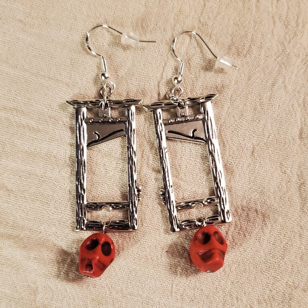 Guillotine Red Skull Earrings - Etsy