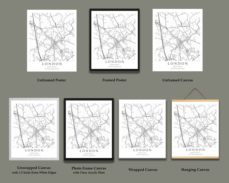 London KY City Map Print London Street Map Poster London | Etsy
