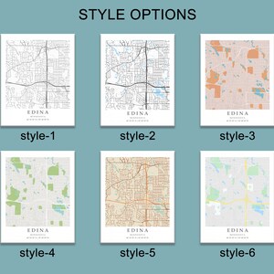 Edina MN City Map Print Edina Street Map Poster Edina City - Etsy