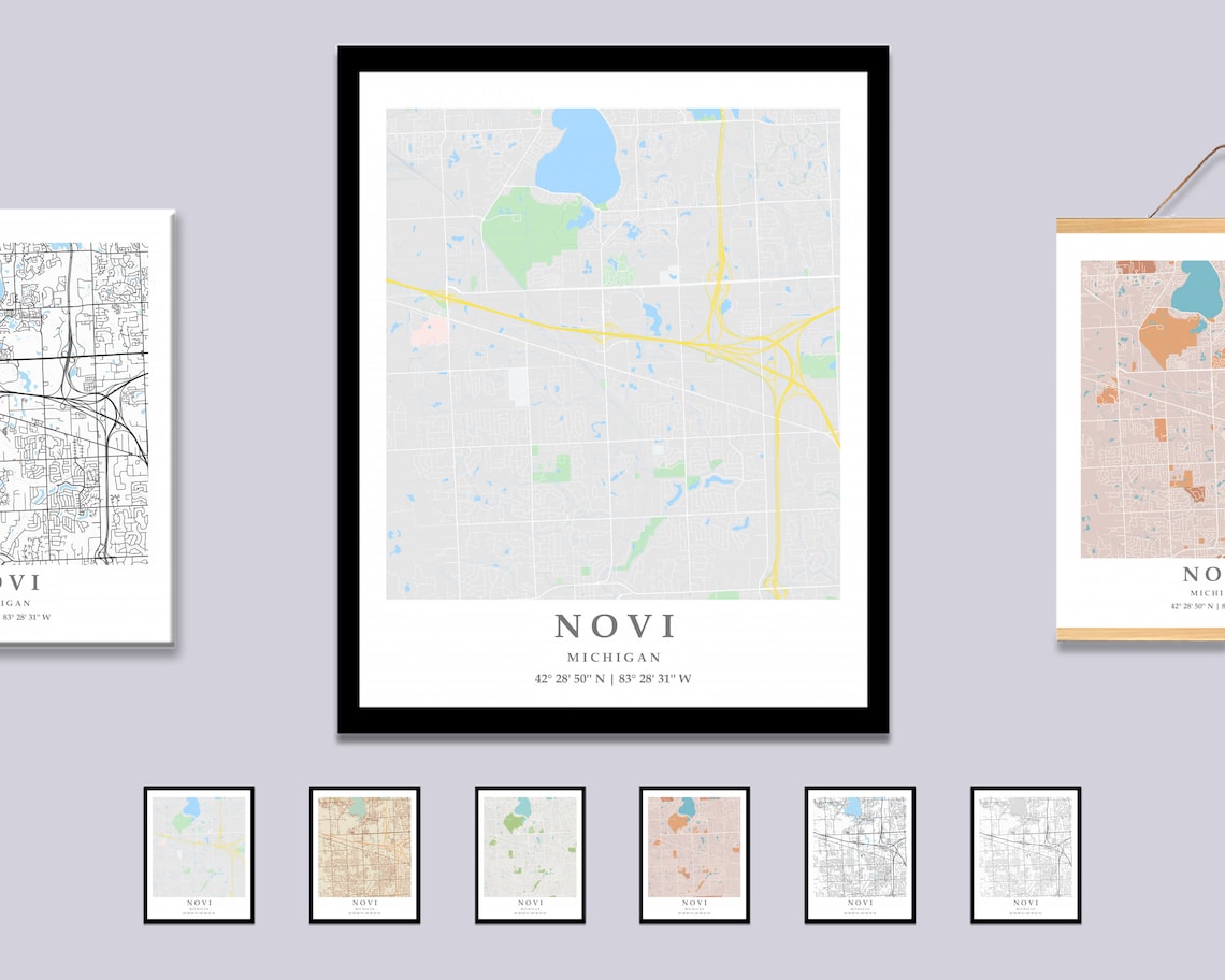 Novi MI City Map Print Novi Street Map Poster Novi City Map | Etsy