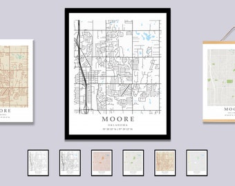 Map of Moore Ok - Etsy