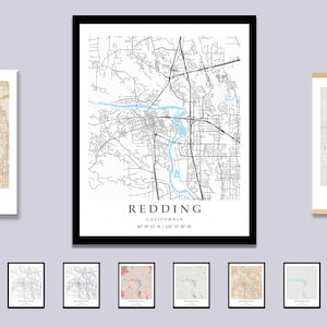 Redding CA City Map Print Redding Street Map Poster Redding - Etsy