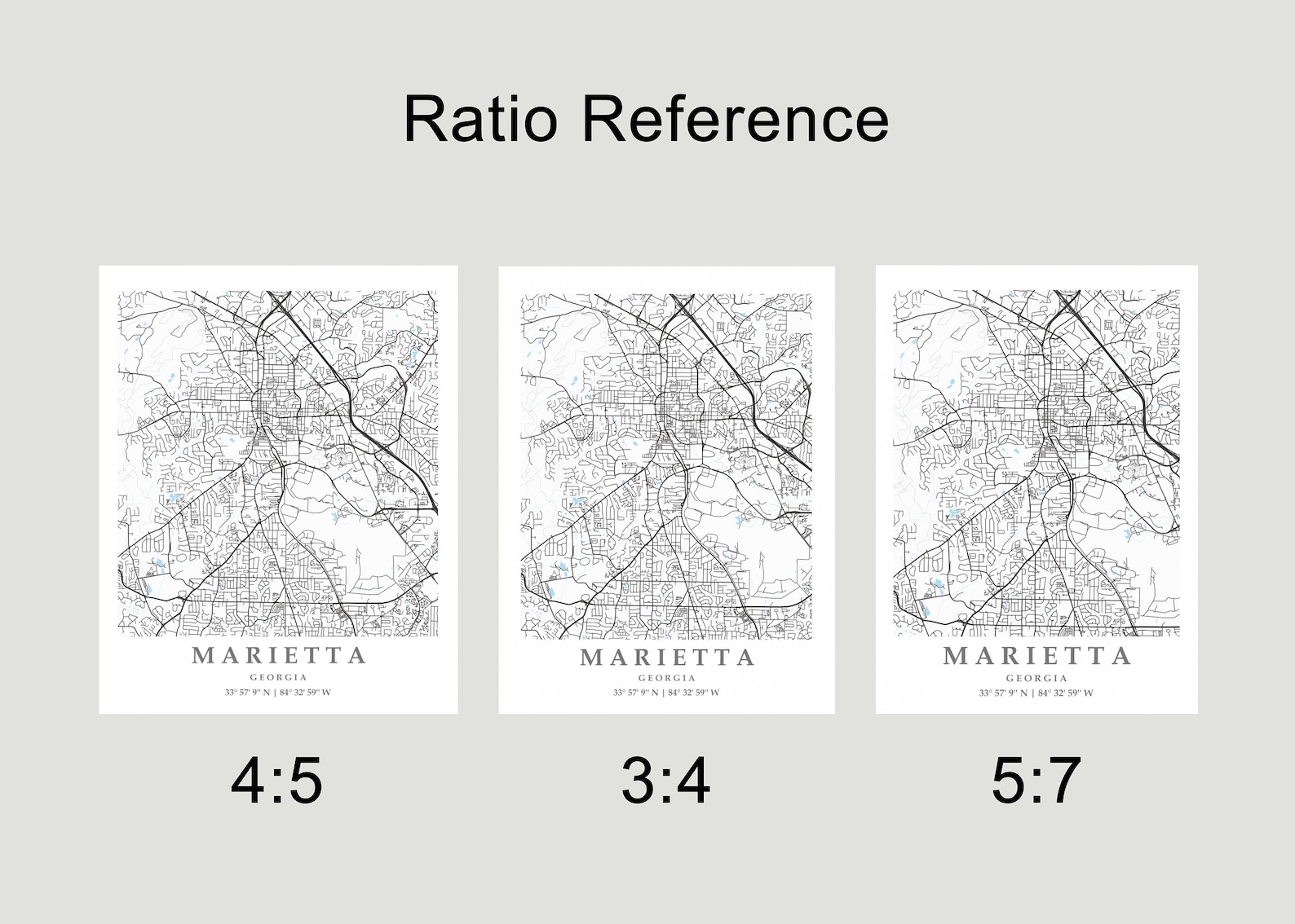 Marietta GA City Map Print Marietta Street Map Poster Marietta - Etsy