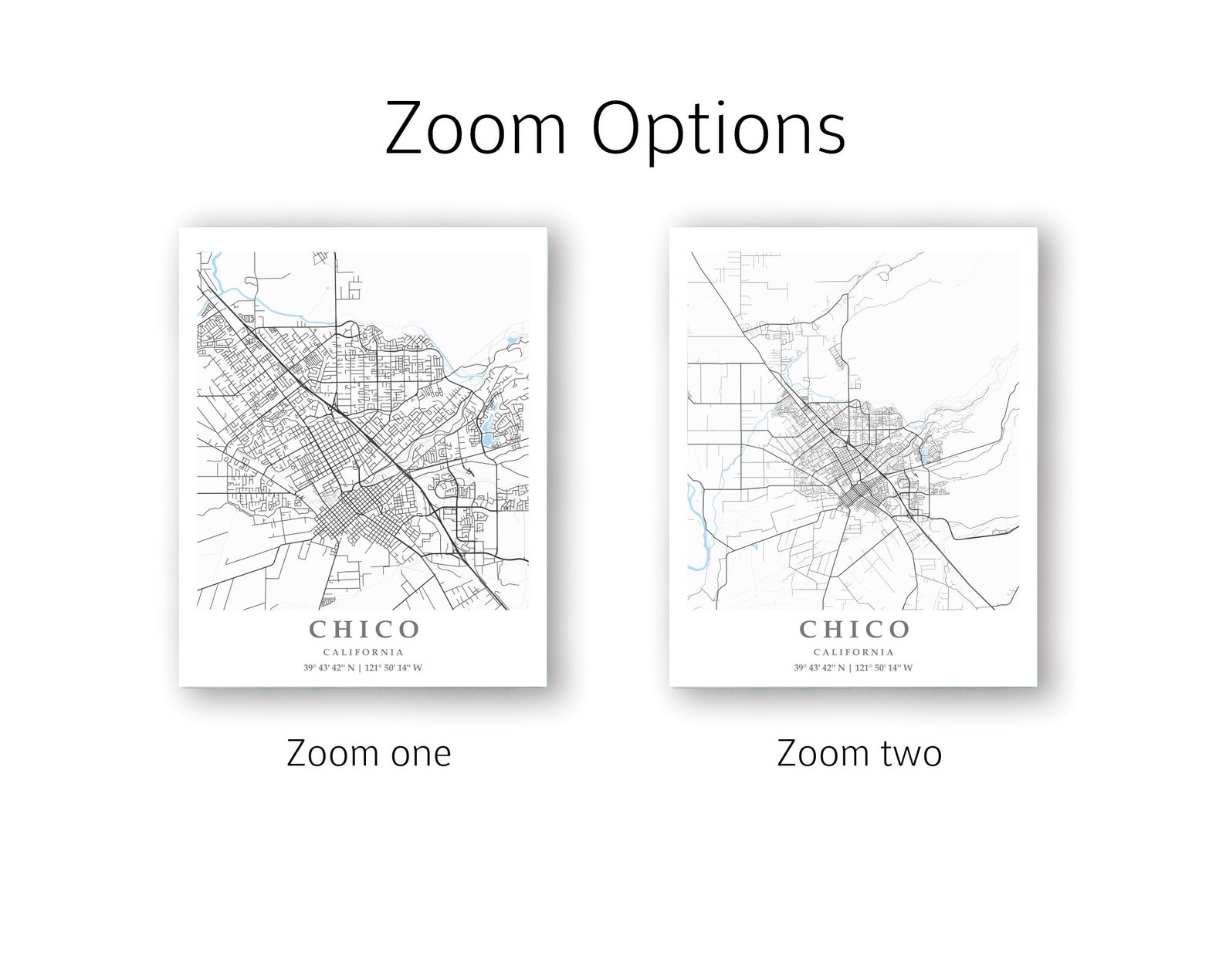 Chico CA City Map Print Chico Street Map Poster Chico City - Etsy