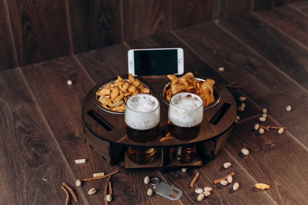 Wooden Beer and Snacks Carrier THE Men's Gift Wooden Beer Box and Drink ...