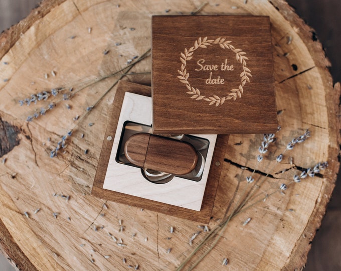 Personalized Wooden USB | Engraved Custom USB Stick | Wedding Gift Box ...