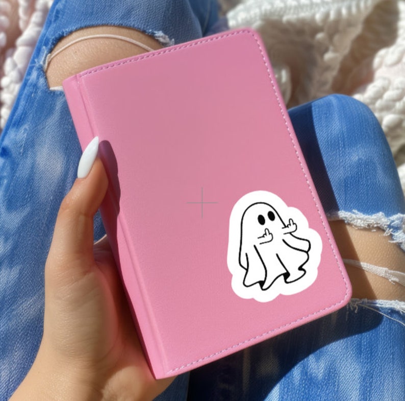 Ghost Middle Finger Vinyl Sticker, Halloween Sticker, Laptop Sticker ...