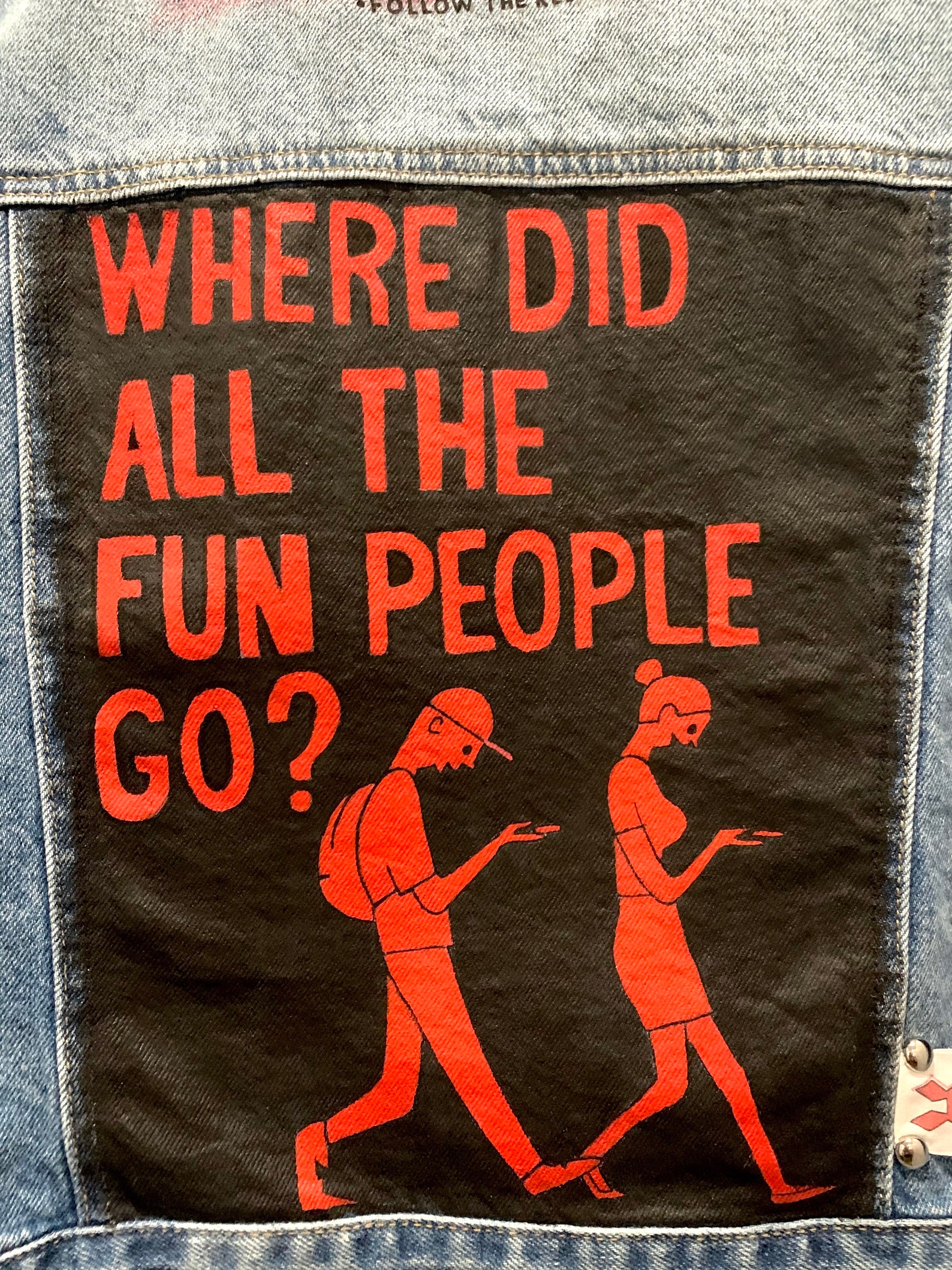 Hand Painted Denim Jacket fun People, Custom Denim Jacket, Artwork Jean ...