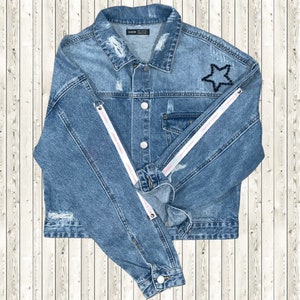 Hand Painted Denim Jacket "fun People", Custom Denim Jacket, Artwork ...