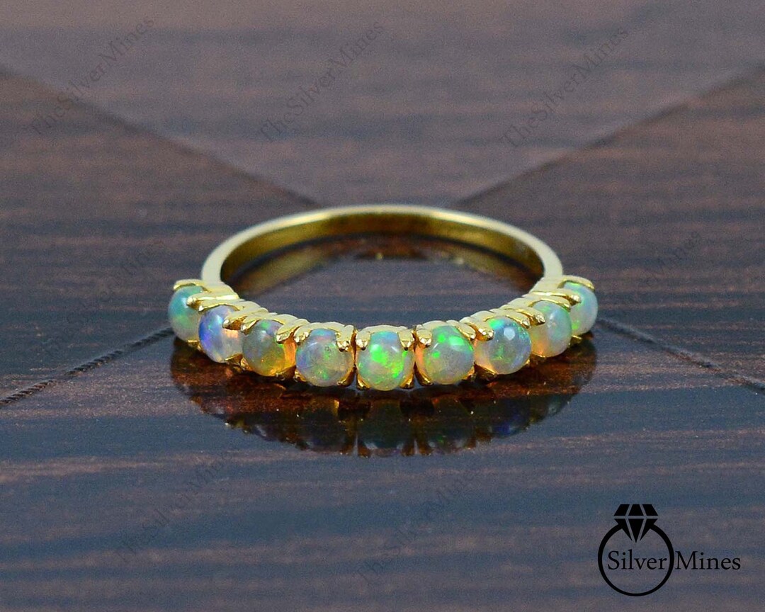 Natural Ethiopian Welo Opal Gold Ring/ 14K Solid Gold Ring/ October ...