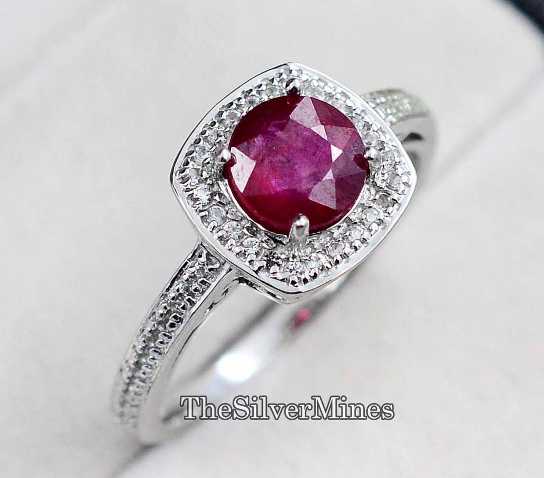 Natural Ruby Ring/ Sterling Silver Ruby Ring/ Solitaire Ring/ - Etsy