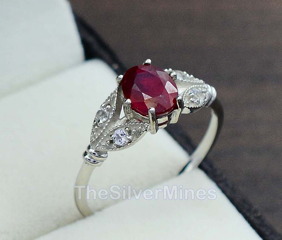 Natürlicher Rubin Ring / 925 Sterling Silber / Rubin Schmuck / Solitär ...