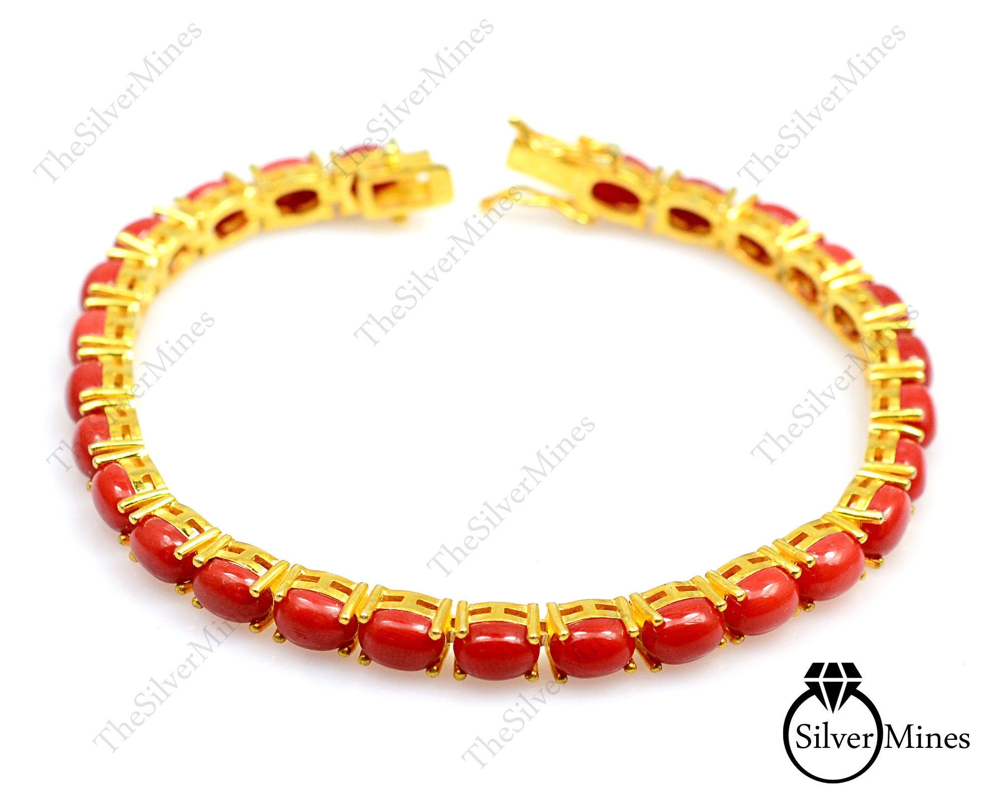 Coral Sterling Silver Bracelet