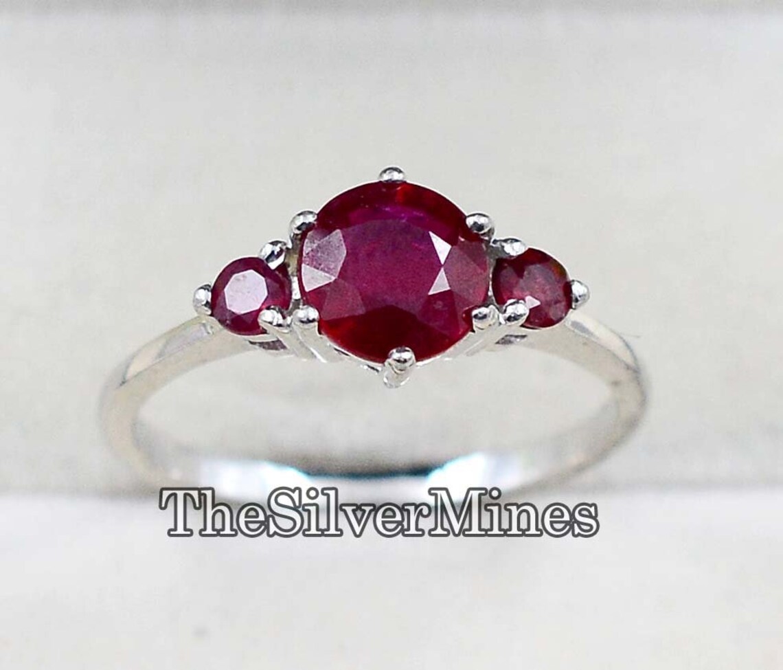 Silver Ring/ Natural Ruby Ring/ 925 Sterling Silver/ Statement | Etsy