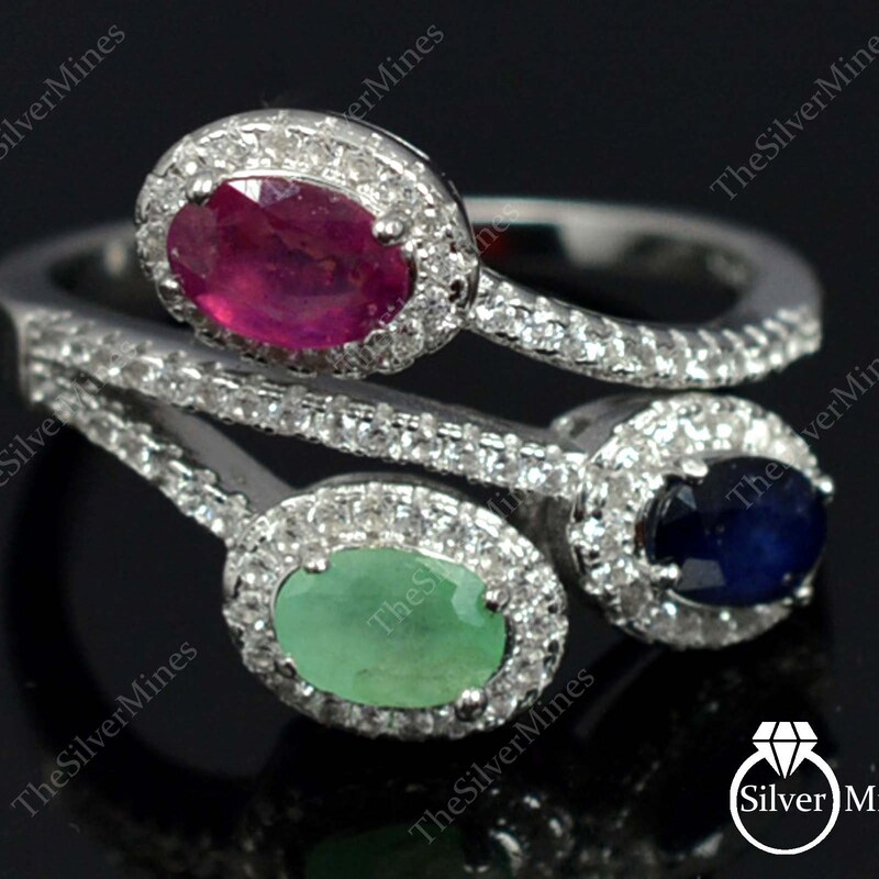 Ruby Emerald Ring - Etsy