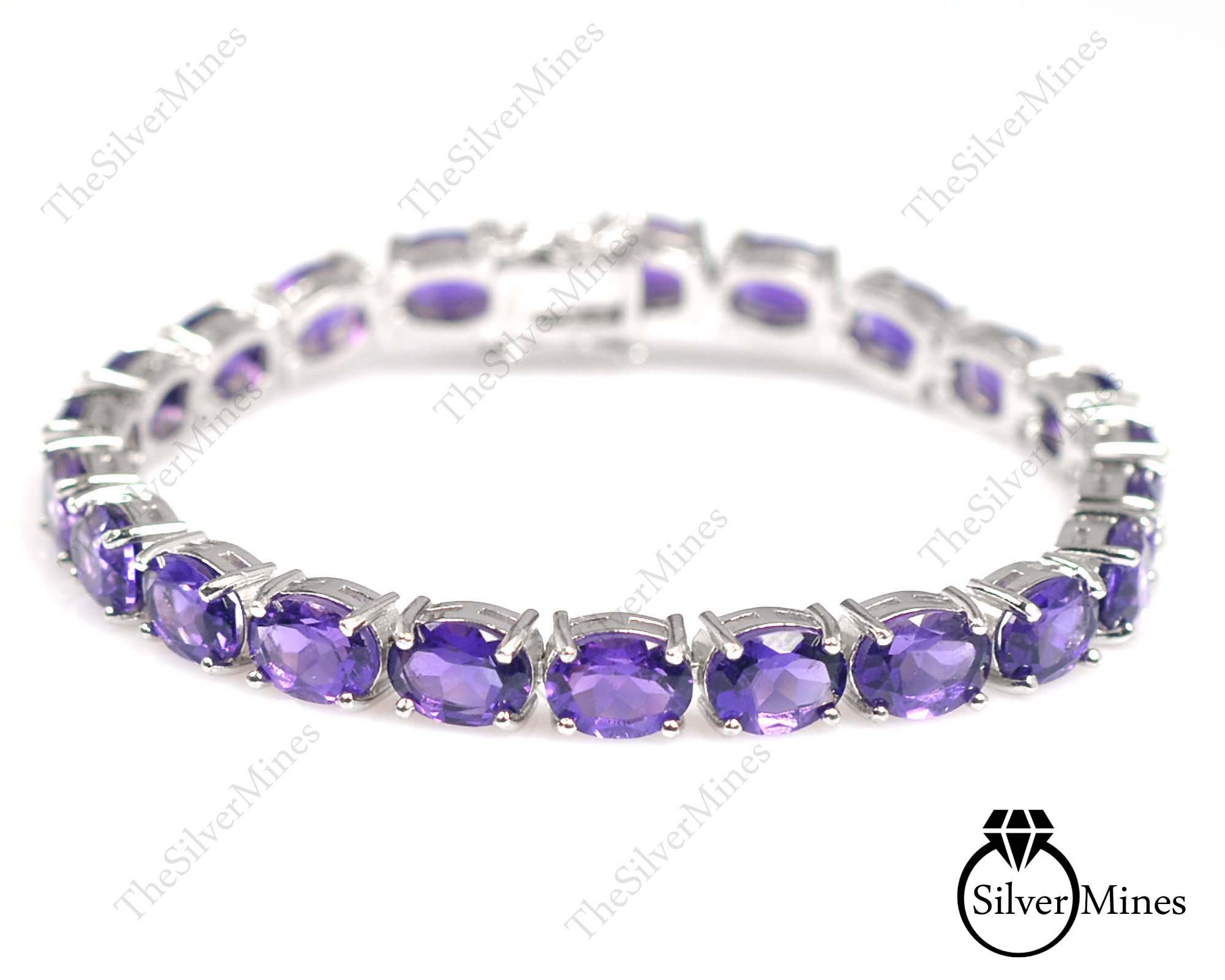 Natural Amethyst Bracelet 925 Sterling Silver Amethyst - Etsy
