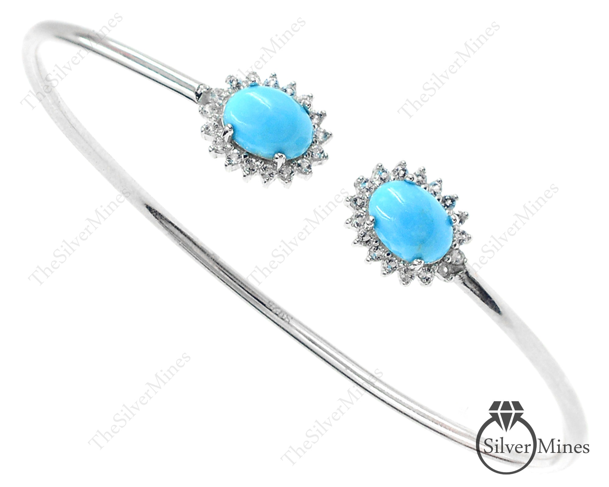 Natural Turquoise Bangle 925 Sterling Silver December - Etsy UK