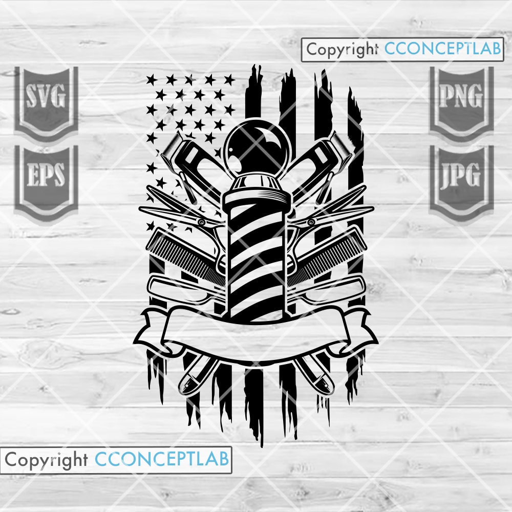US Barber Tools Svg Barbershop Cut File Hair Hustler - Etsy