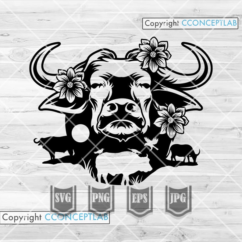 Buffalo Scene Svg Floral Wild Animal Clipart Western - Etsy