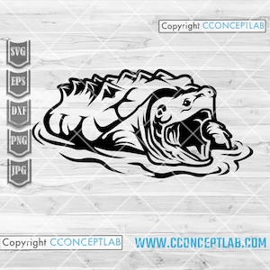 Alligator Snapping Turtle Svg | Swamp Animal Clipart | Lake Reptile ...