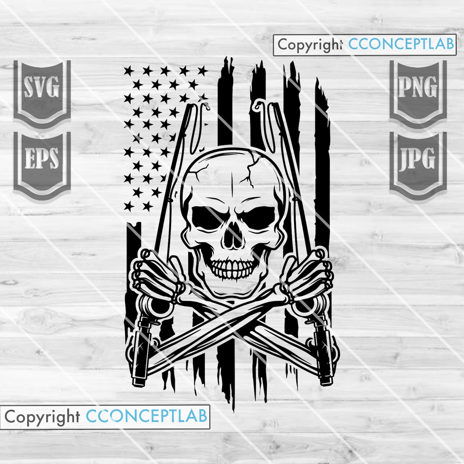 US Fishing Skull Svg File US Angler Svg Fisherman svg | Etsy