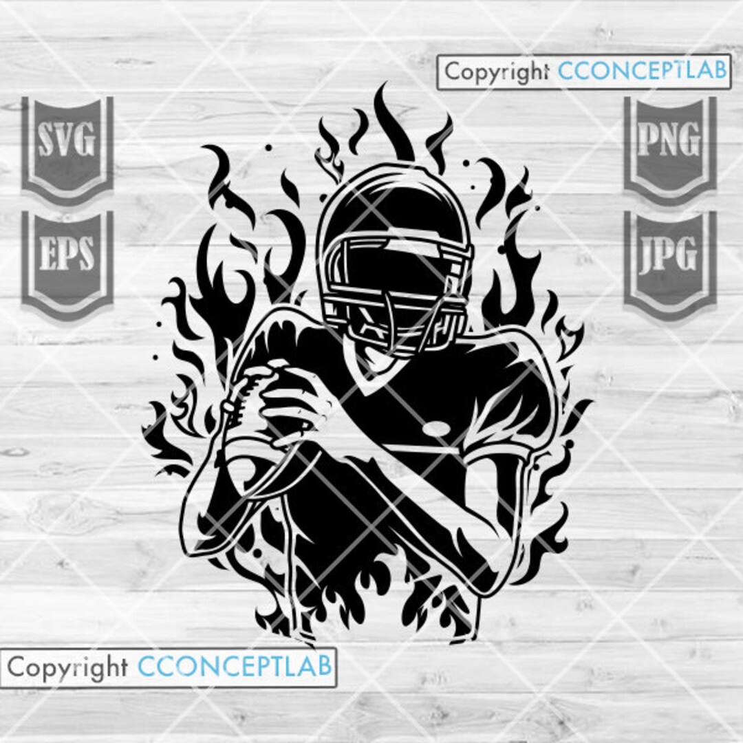 Flaming Football Player Svg | Hot Football Player Svg | Hot Player Svg ...