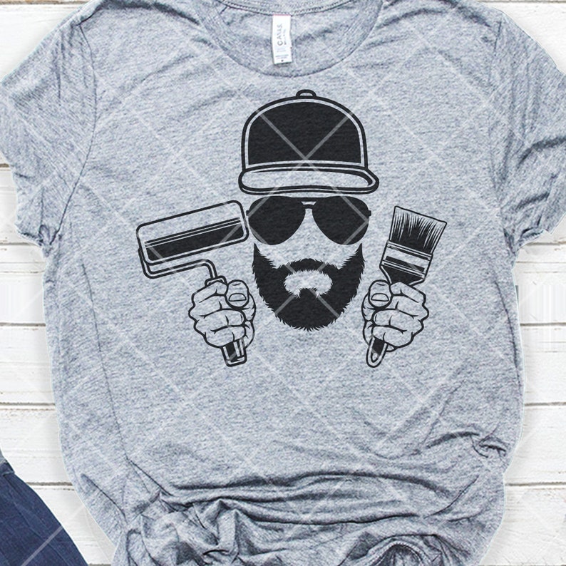 Beard Man Painter Svg | Painter Dad T-shirt Design Gift Idea Png ...