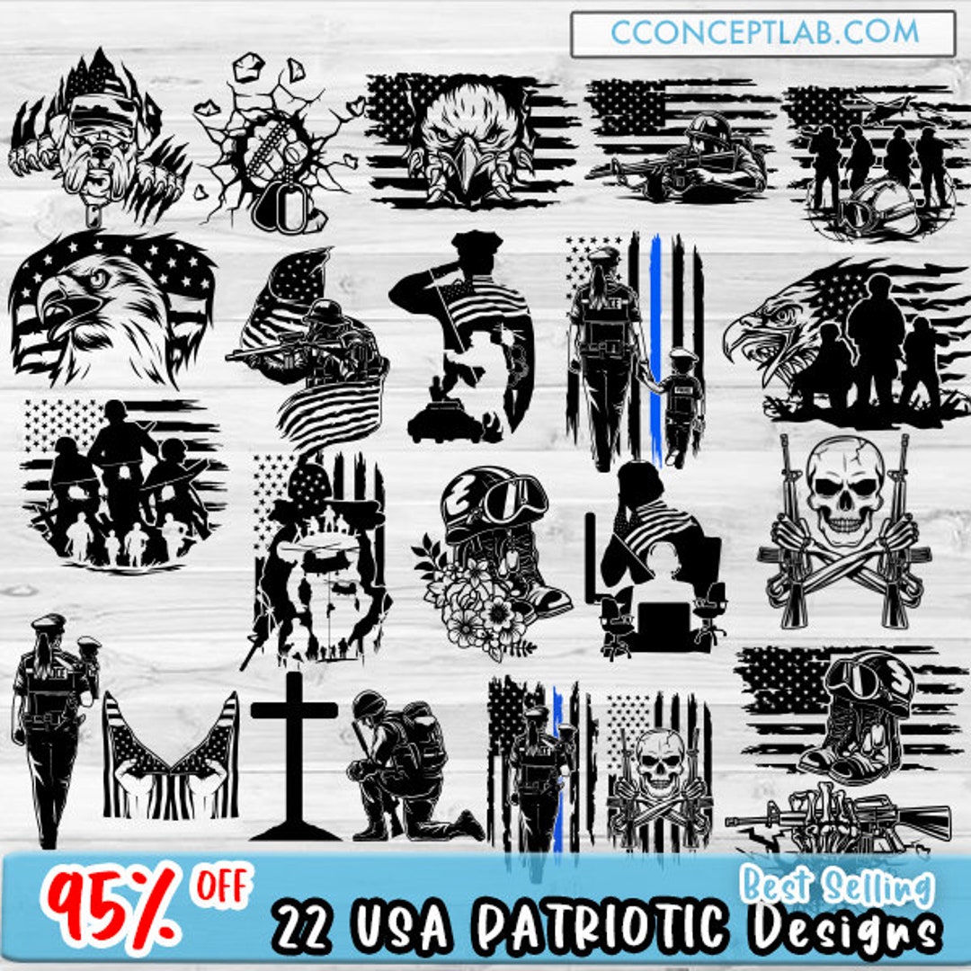 22 USA Patriotic SVG Mega Bundle | US Army Clipart | Military Dad ...
