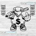 Gangster Money Bag With Bat on Middle Finger Svg | Hipster Kid Clipart ...
