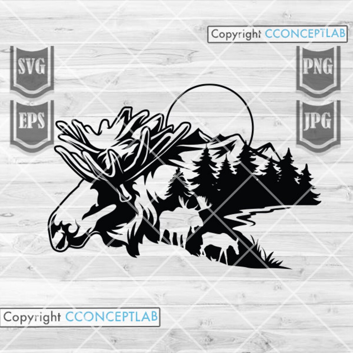 Moose Outdoor Scene Svg Moose Svg Moose Png Moose | Etsy
