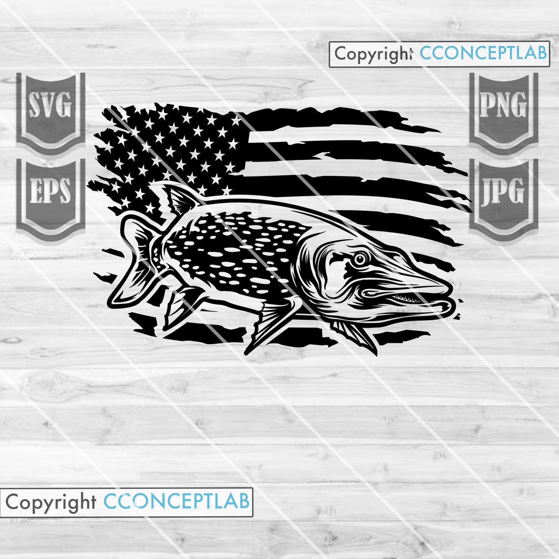 US Flag Pike Fish Pike Fish Svg Fishing Svg Pike Fish | Etsy