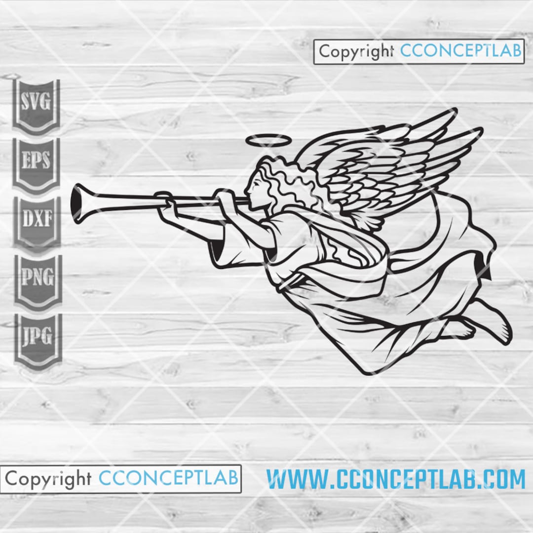 Angel Svg | Trumpet Clipart | Angels Stencil | Religion Shirt Png ...
