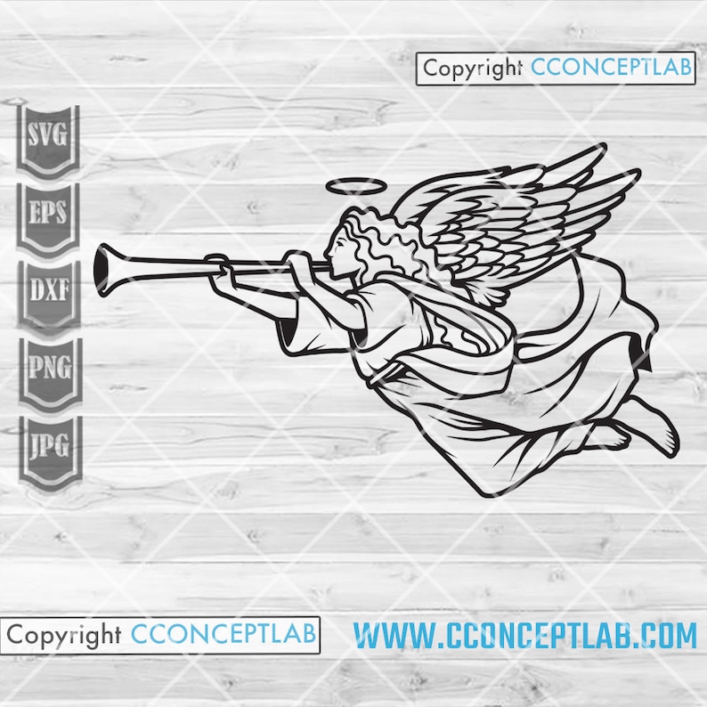 Angel Svg Trumpet Clipart Angels Stencil Religion Shirt - Etsy