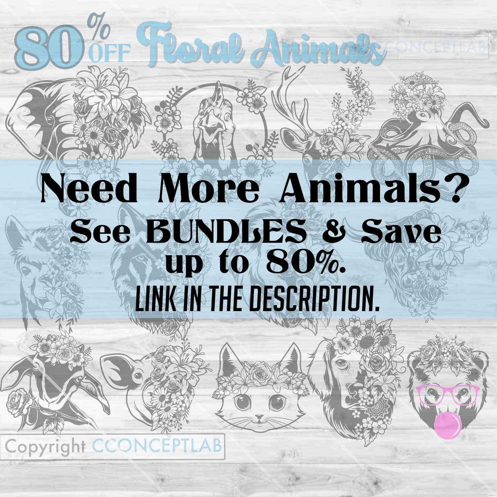80% OFF 13 Floral Animal Bundle Best Deal Mega Bundle - Etsy