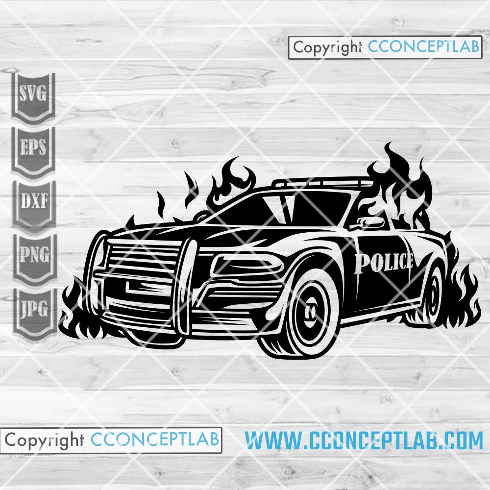 Police Car Svg | Policeman Car in Fire Svg | Car Owner Clipart | Fire ...