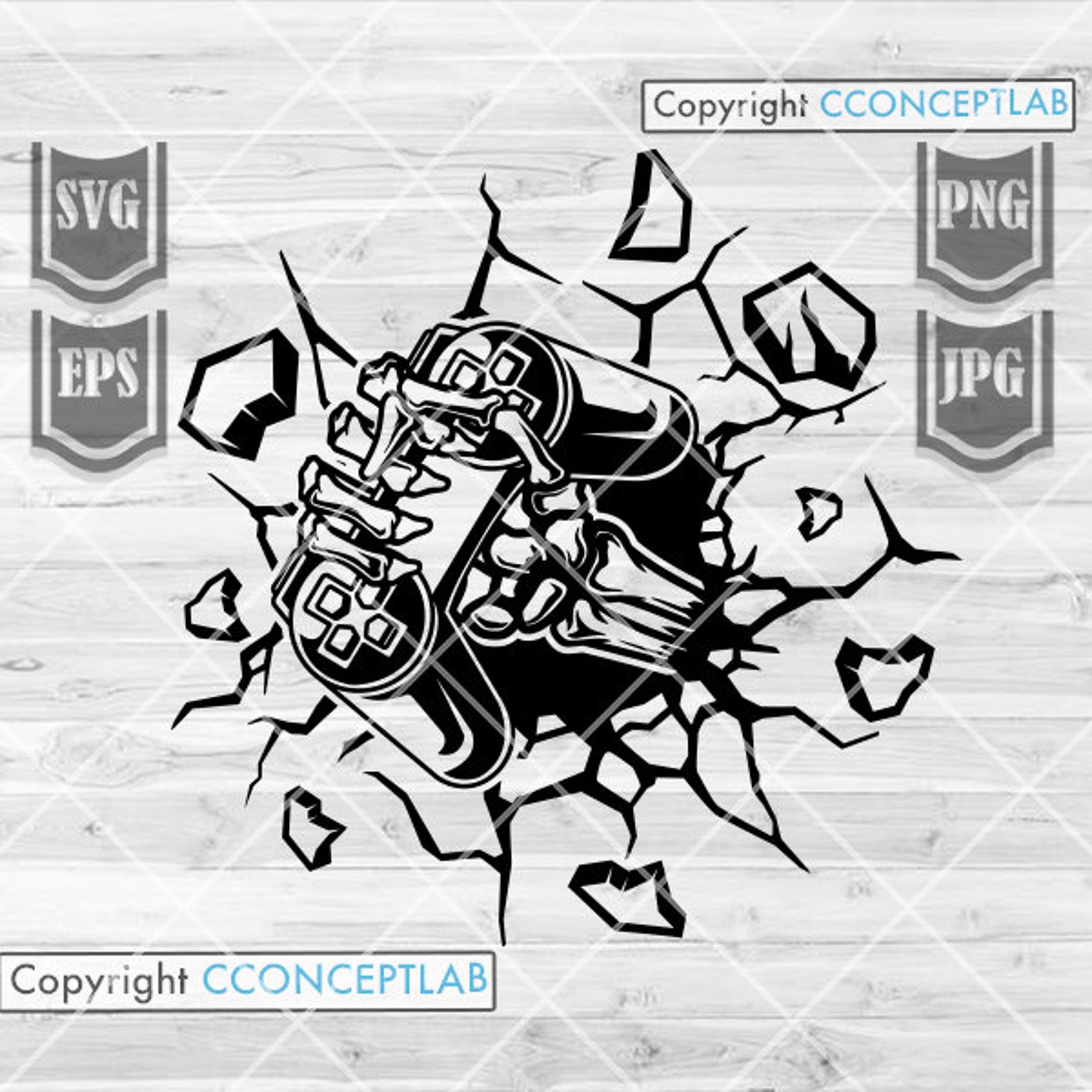 Smashing Wall Console Svg | Smashed Joystick Clipart | Smash Controller ...