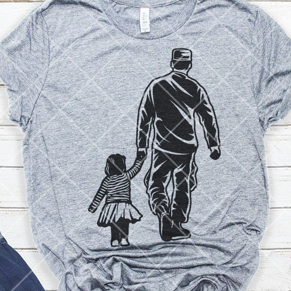 Soldier Dad With Daughter Svg Military Dad Svg Veteran Dad - Etsy