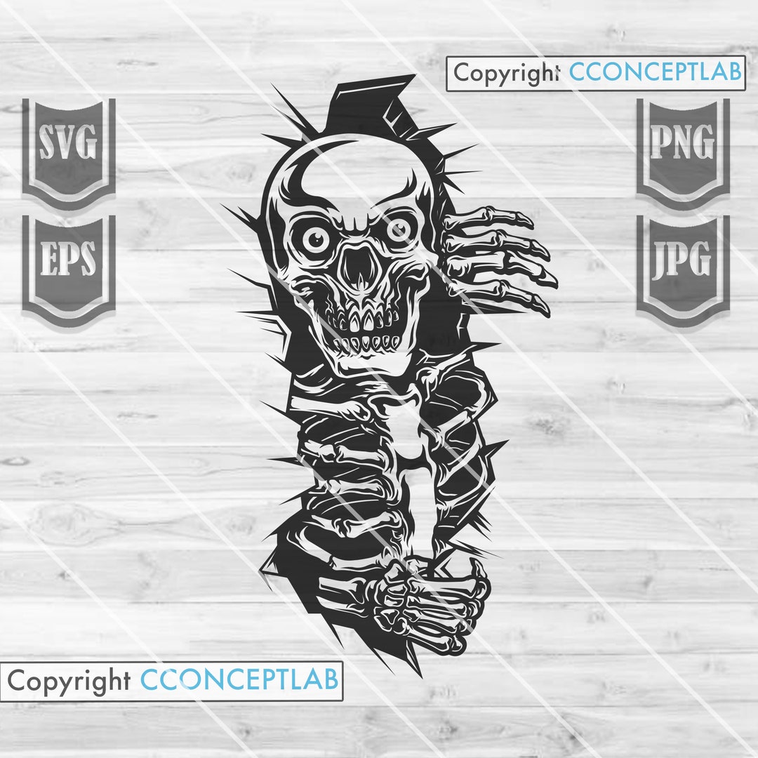 Peeking Skull Svg | Skeleton Clipart | Halloween Skeletal T-shirt ...