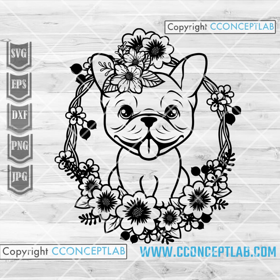 Baby Floral French Bulldog Svg | Frenchie Dog Clipart | Paw Lover Shirt ...