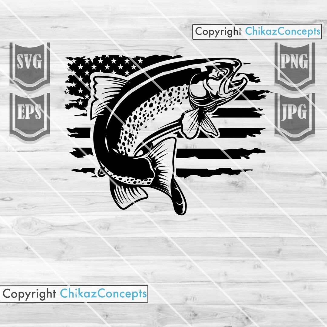US Trout Fishing Svg File || Trout Fish Svg || Fishing Svg || Fishing ...