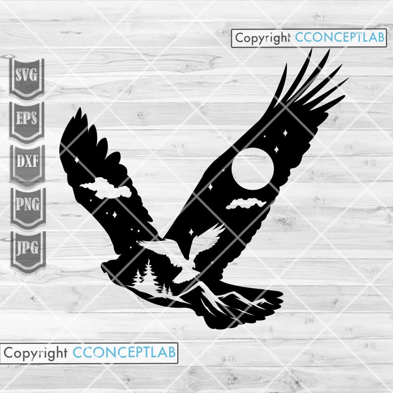 Eagle Scene Wilderness Svg American Bird Cut File Wild - Etsy